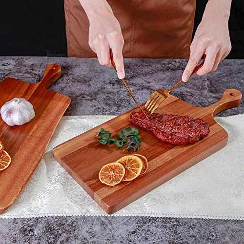 Wood Cutting Board, Elegant Wavy Edge Cheese Display Board Charcuterie Boards, Kitchen Small Chopping Block, Acacia Cheese Platter Grazing Tray with Handle, Decorative Wooden Serving Board