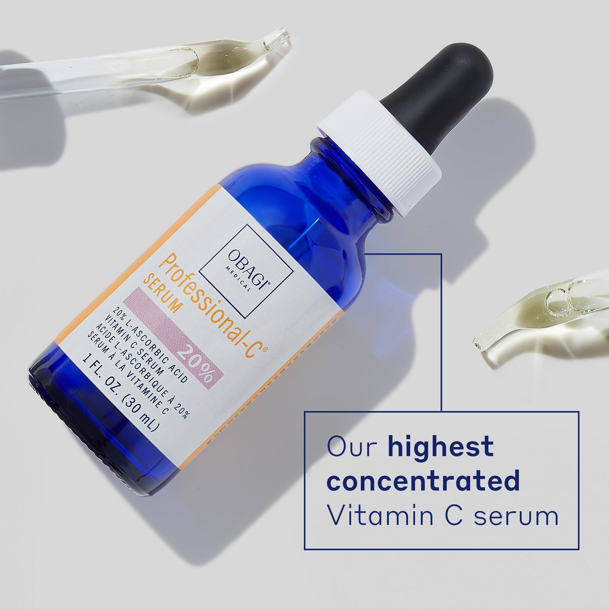Obagi Professional C Serum 20%, Vitamin C Facial Serum with Concentrated 20% L Ascorbic Acid for Normal to Oily Skin, 1.0 Fl Oz Pack of 2