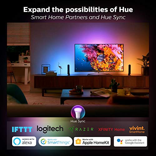 Philips 472027 Hue White A19 60W Equivalent Dimmable Led Smart Bulb (Pack of 4), Soft White