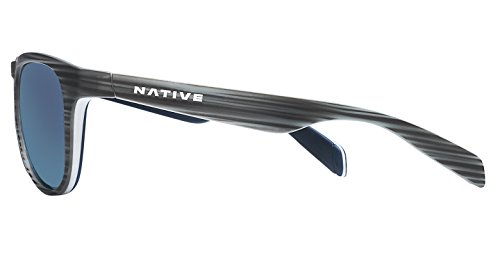 Native Eyewear Sanitas Round Sunglasses, Driftwood/White/Blue/Blue Reflex Polarized, 56 mm