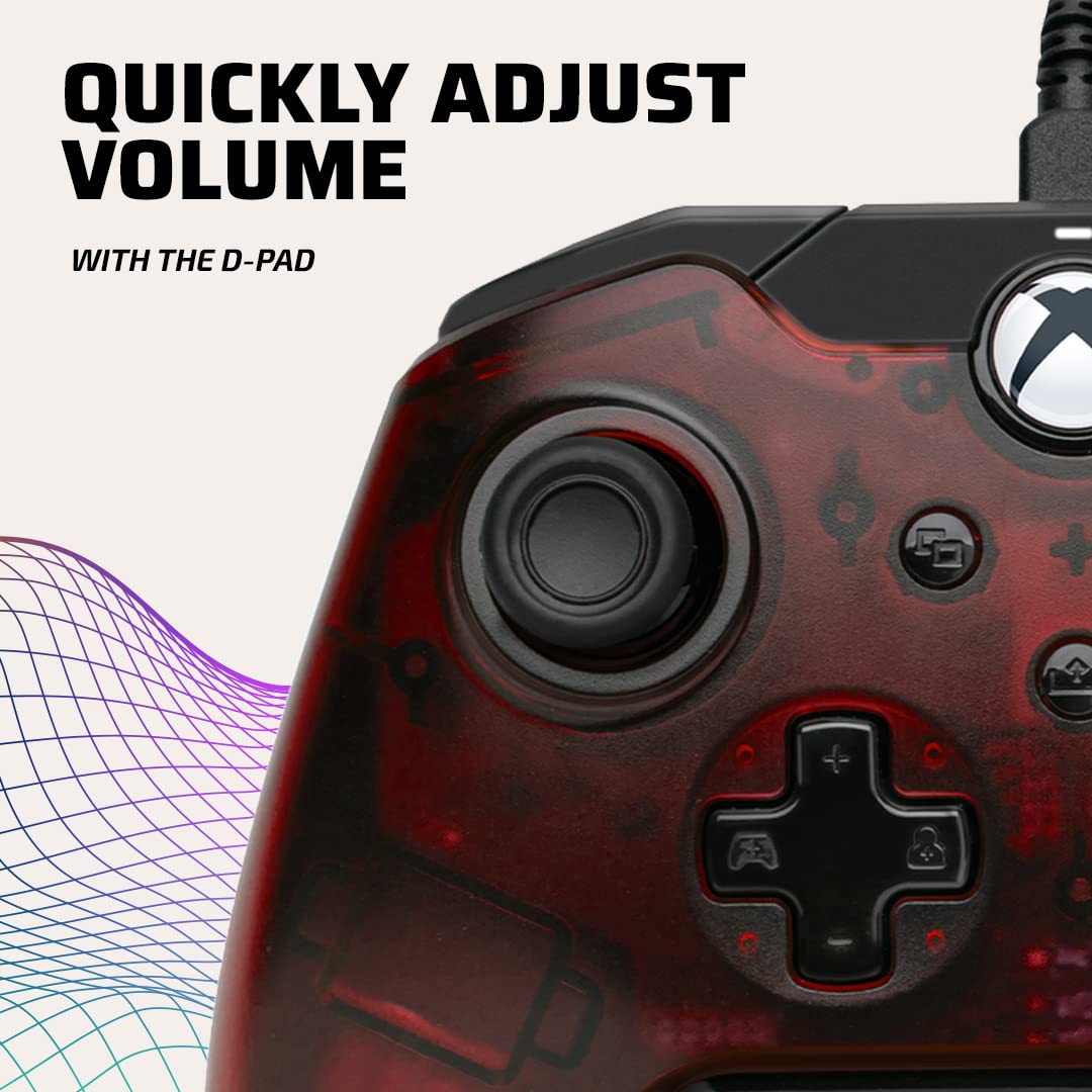 PDP Wired Game Controller - Xbox Series X|S, Xbox One, PC/Laptop Windows 10, Steam Gaming Controller - USB - Advanced Audio Controls - Dual Vibration Videogame Gamepad - Crimson Red