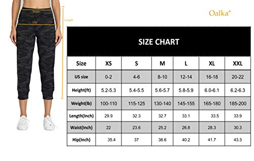Oalka Womens Capri Joggers High Waist Pockets Running Sweatpants Jogger Pants Khaki Leopard Print Large