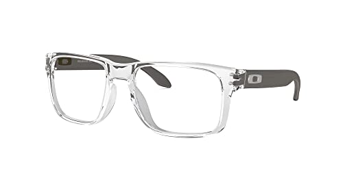 Oakley Men's Ox8156 Holbrook Rx Square Prescription Eyeglass Frames, Polished Clear/Demo Lens, 56 mm
