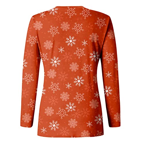 Womens Round Neck Christmas 3D Print Pullover Long Sleeve Cute Sweatshirt Fashion Autumn and Winter Tops