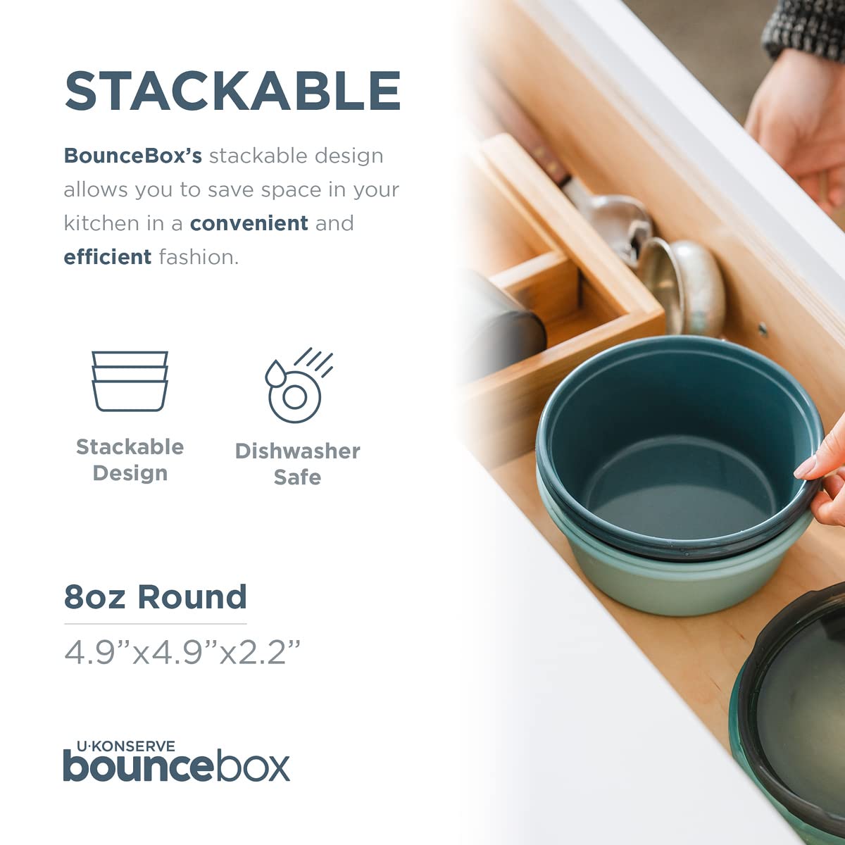U Konserve Platinum Silicone Nested Duo Food Storage Bento Box Dual Seal Container β Two Pack - Leak Proof, Shatter Proof, Dishwasher Safe, Plastic Free β 8oz & 20oz (Night Sea)