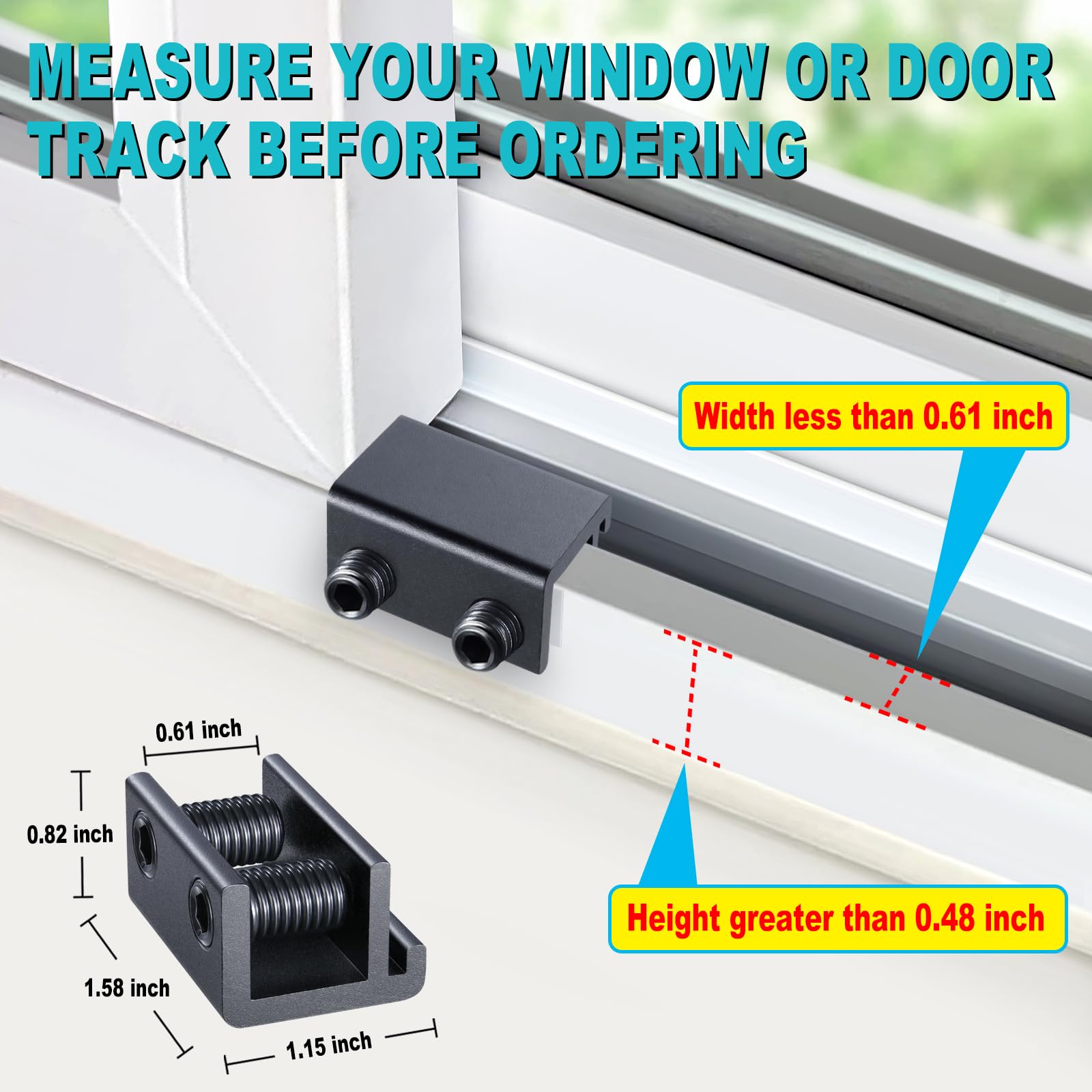 Sliding Window Locks, Security Window Locks with Keys, Adjustable Aluminum Sliding Window Stops, Easy Installation Without Drilling, for Vertical and Horizontal Sliding Windows (Black)