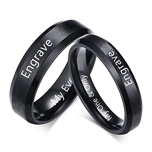 Personalized Promise Rings For Couples Matching Rings For Him And Her Custom Stainless Steel Couple Rings Set Engagement Ring 2 PCS
