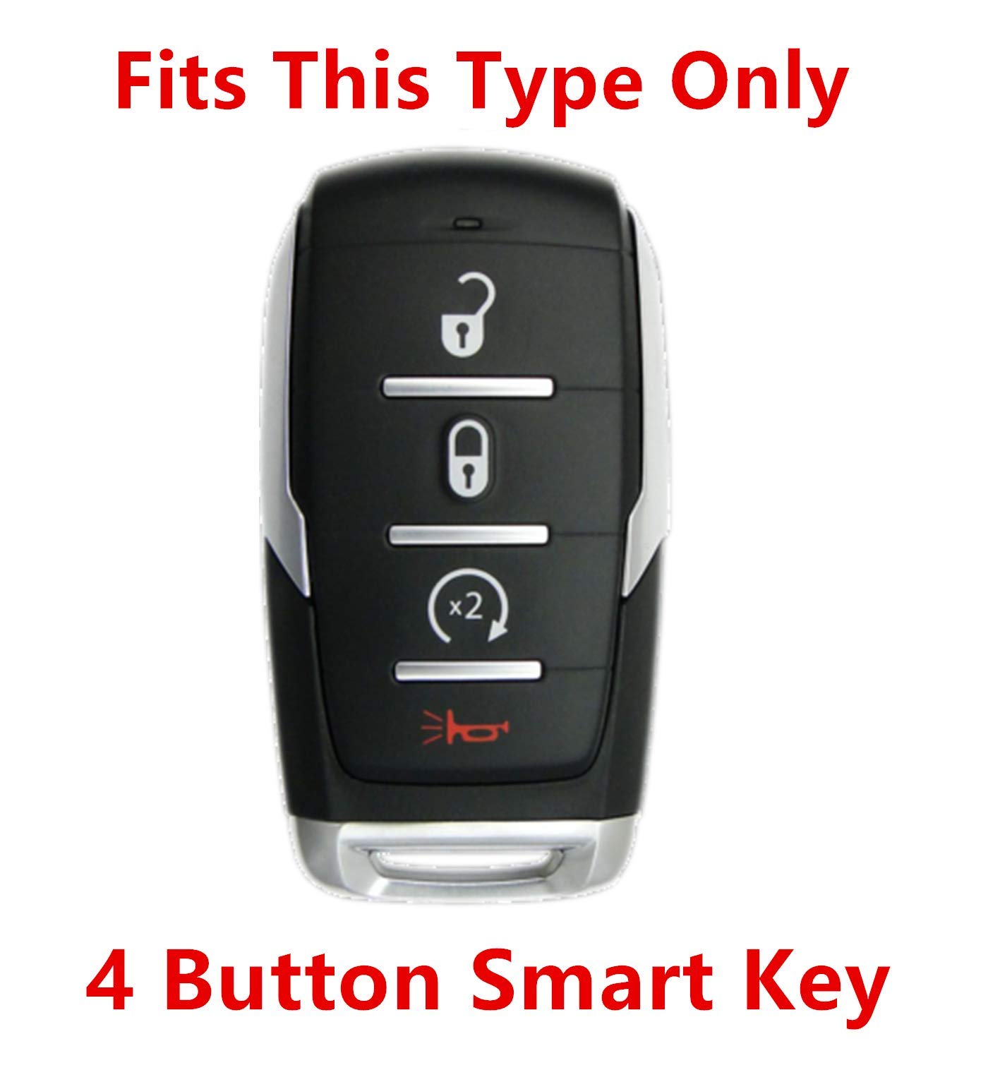 Rpkey Leather Keyless Entry Remote Control Key Fob Cover Case protector For Replacement Fit For 2019-2020 RAM 1500(4-Button)Black red line