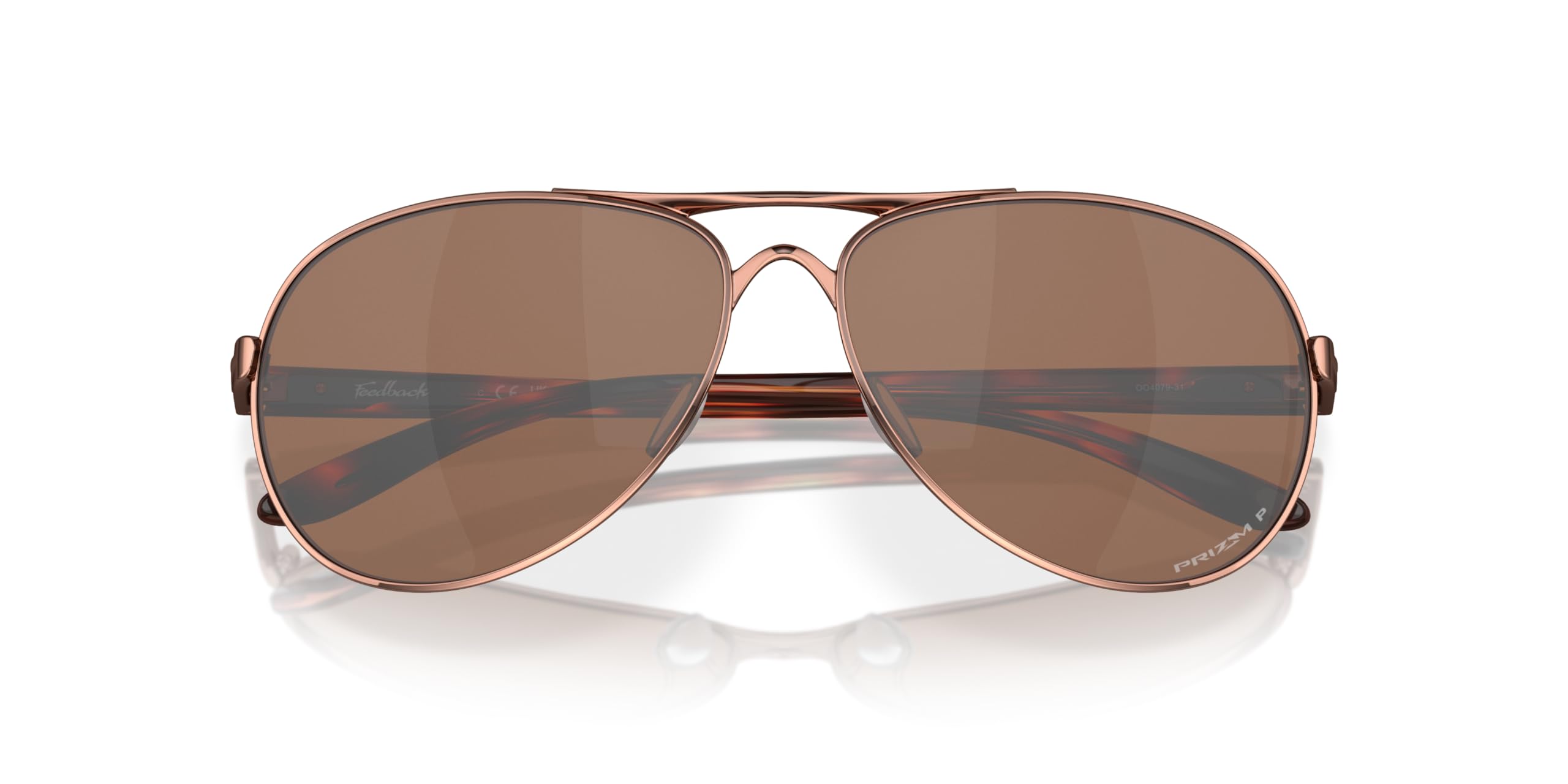 Oakley Women's OO4079 Feedback Aviator Sunglasses, Rose Gold/Prizm Tungsten Polarized, 59 mm