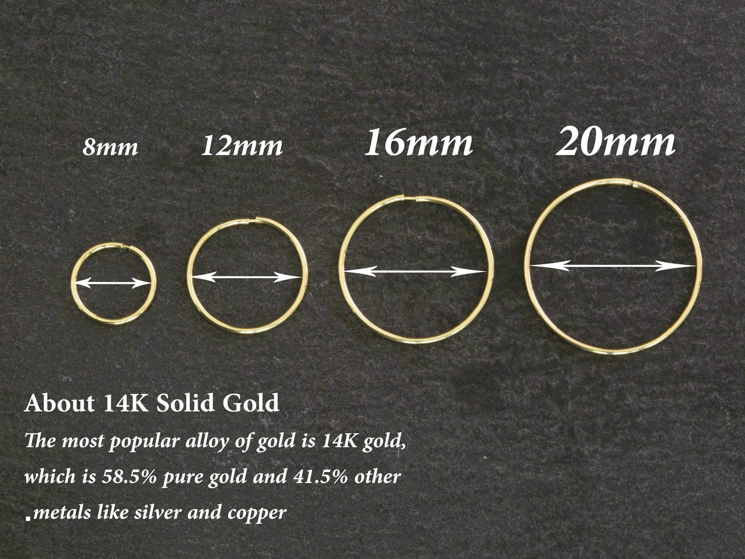 ONDAISY 1PCS 20G 8mm 14k Real Gold Round Hoop Tragus Helix Cartilage Daith Ring Ear Piercing Earring