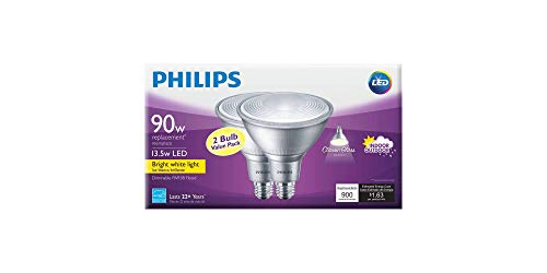 Philips LED Indoor/Outdoor Classic Glass Non-Dimmable PAR38 40-Degree Flood Light Bulb: 900-Lumen, 3000-Kelvin, 11-Watt (90-Watt Equivalent), E26 Base, Bright White, 8-Pack