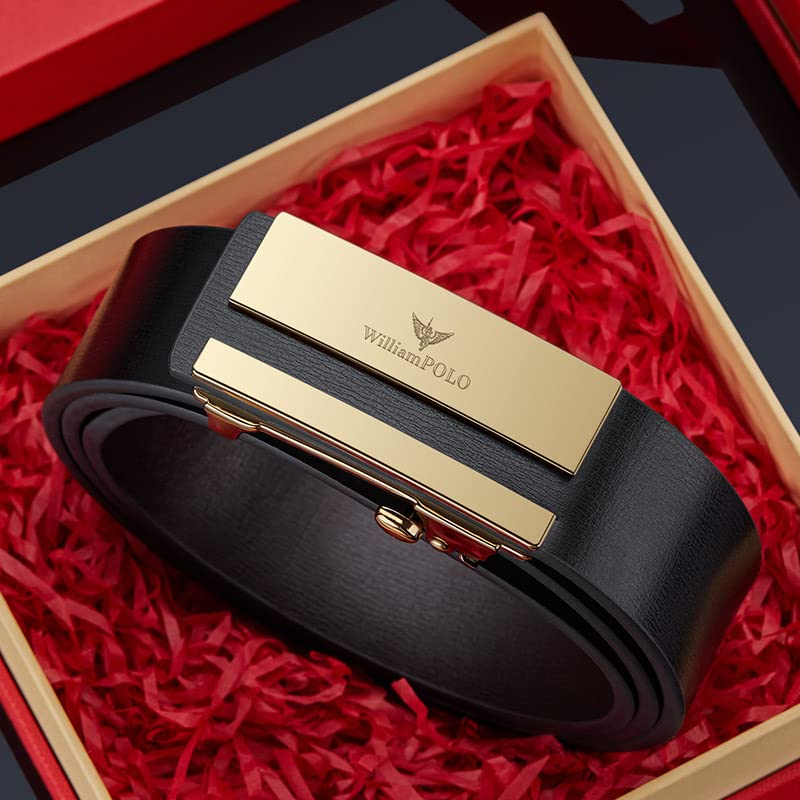 VANNANBA Belt Men Leather Ratchet Business Casual, Dress Slide Belt for men Automatic Buckle,with Gift Box