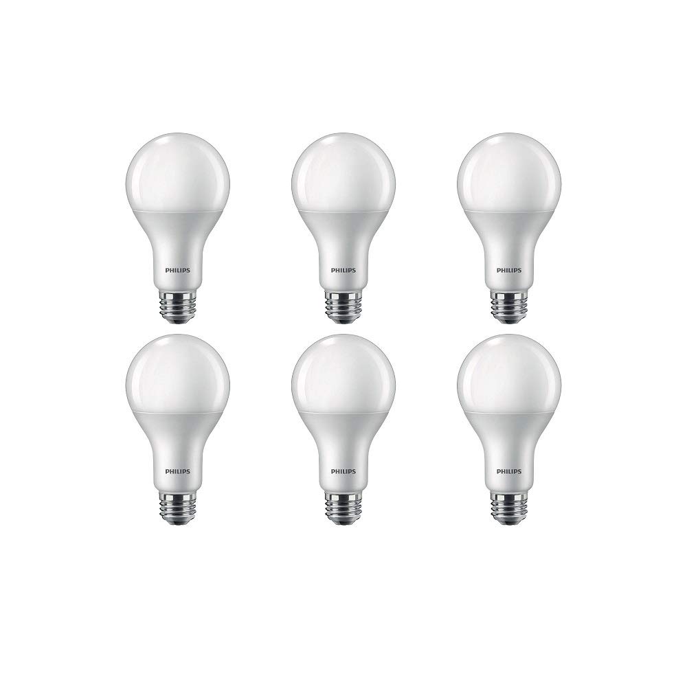 Philips LED Non-Dimmable A21 Light Bulb: 1500-Luman, 2700-Kelvin, 18-Watt (100-Watt Equivalent), E26 Base, Frosted, Soft White, 6-Pack (Title 20 Compliant)