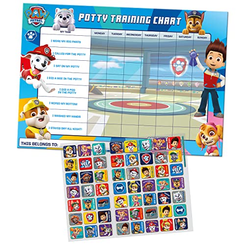Paper Projects 01.70.30.025 Paw Patrol Potty and Toilet Training Reward Chart and Stickers, for ages 3+, 29.7cm x 42cm
