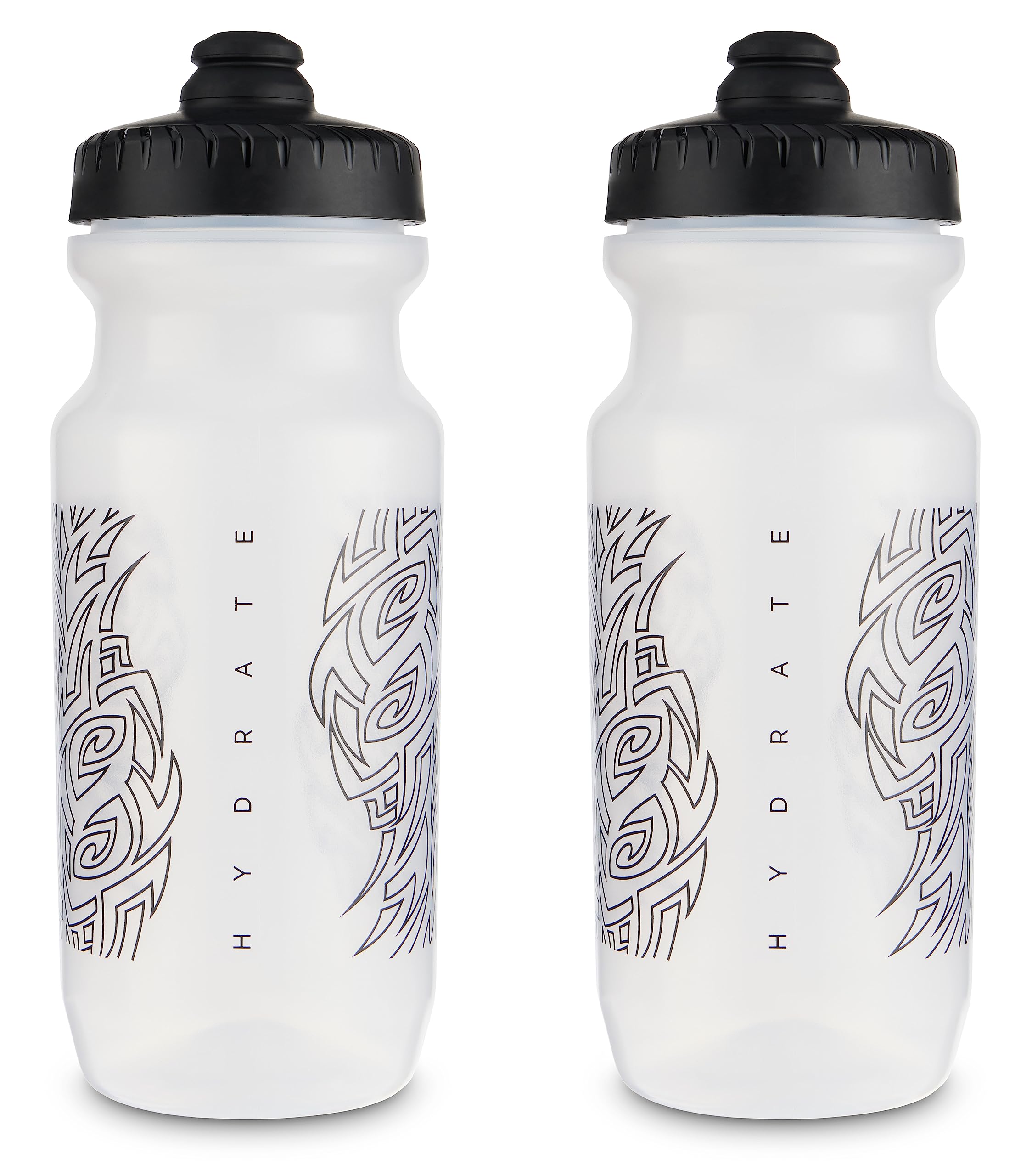 Peakline Sports - 2nd Gen Big Mouth Bike Water Bottle (21 oz) by Specialized Bikes (2-Pack) (Clear / Black)