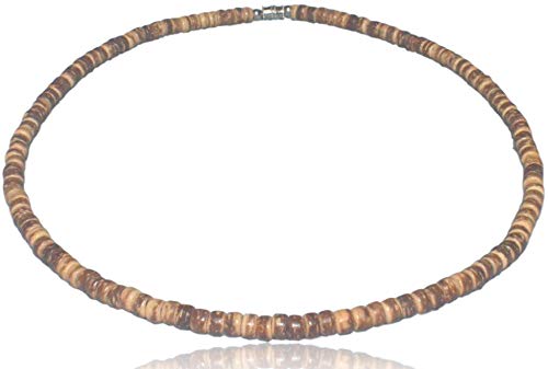 Native Treasure 18" Mens and Womens Tropical Summer Beach Surfer Necklace From the Philippines, Mixed Brown Coconut Beads