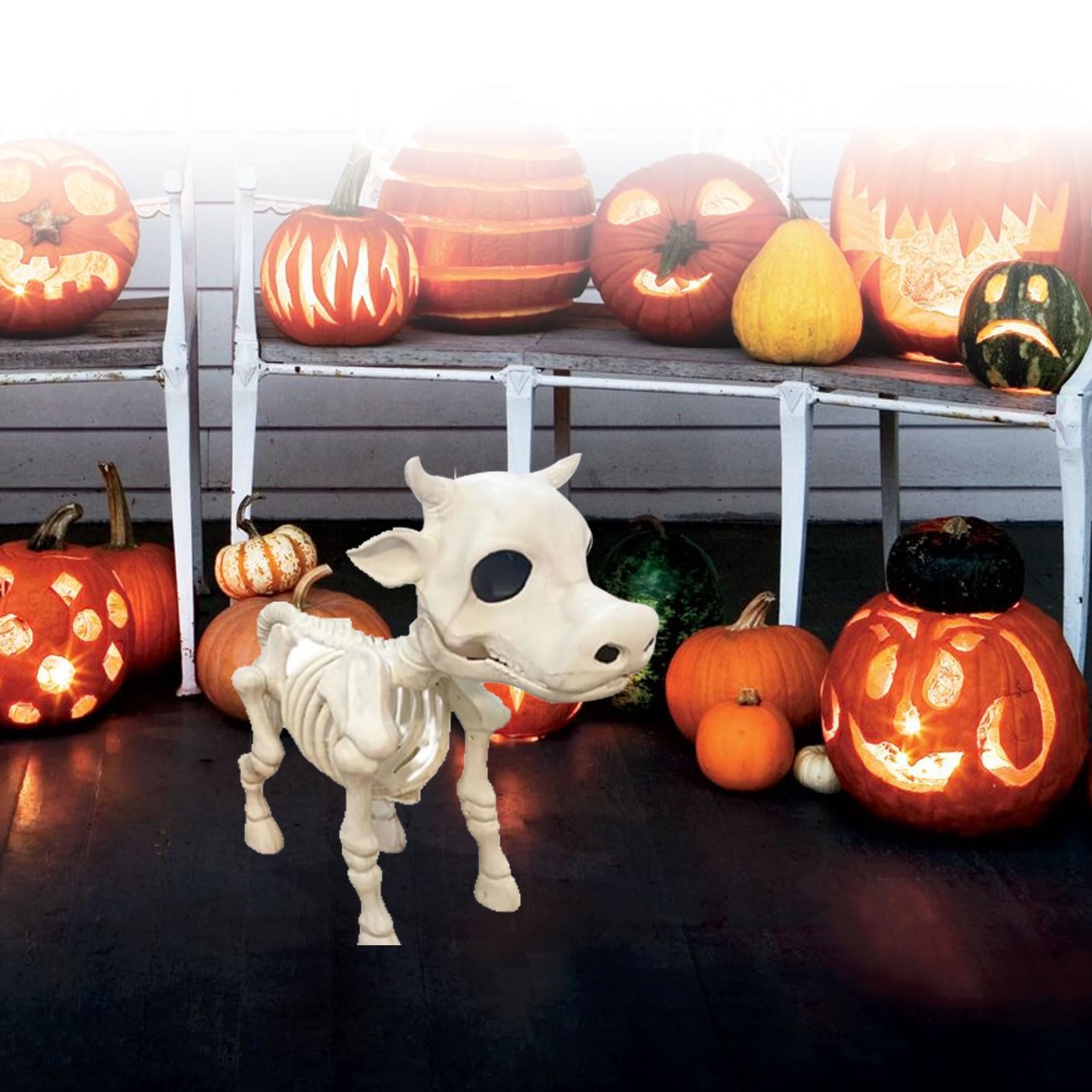 POUMANNI Cow Skeleton Halloween Decoration, Skeleton Cow Statue, Halloween Cow Skeleton, Cow Skeleton Halloween Decorative Prop, Skeleton Cow Halloween, 1PC