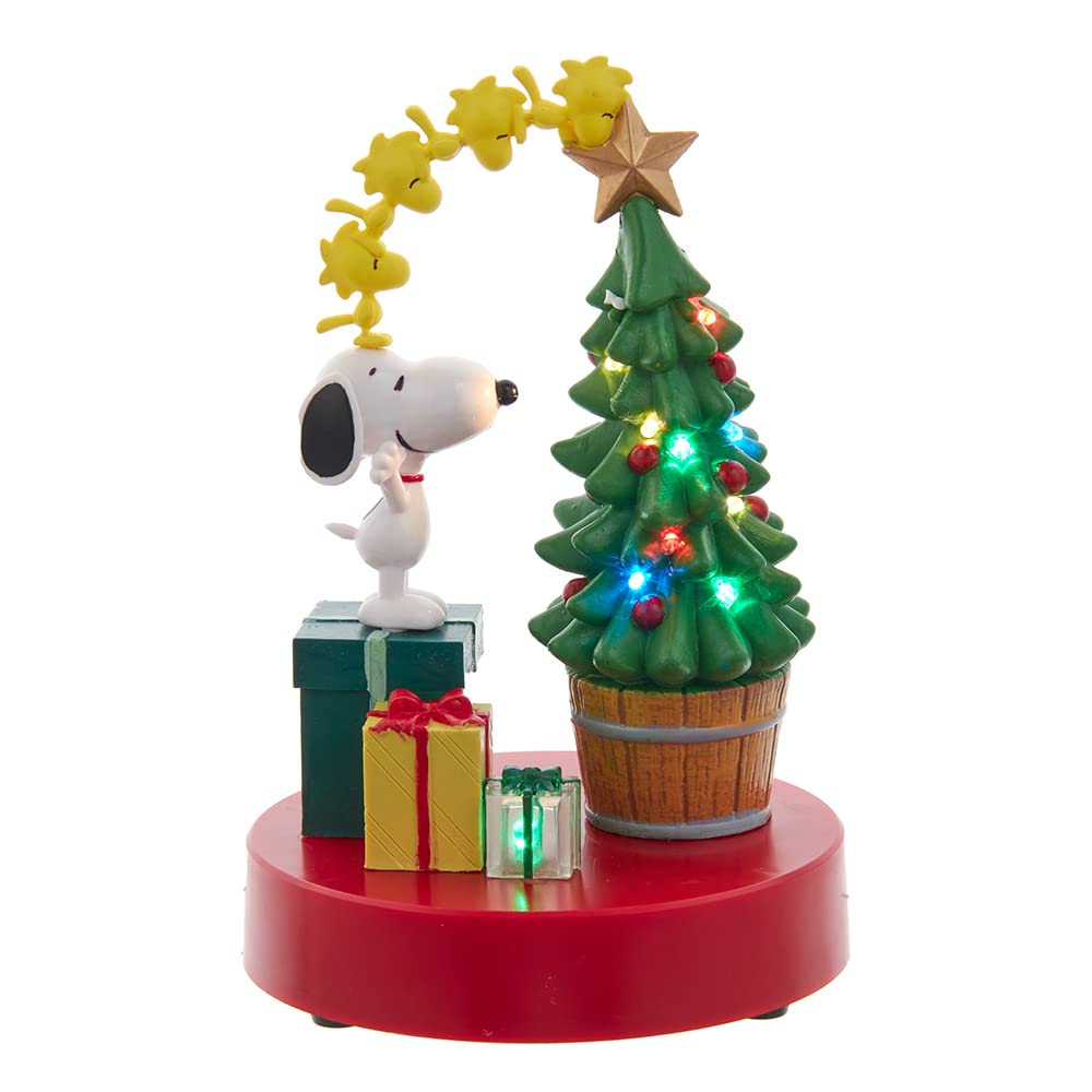 Peanuts Kurt Adler Battery Operated Snoopy and Woodstock Light Up and Musical Tree Tablepiece