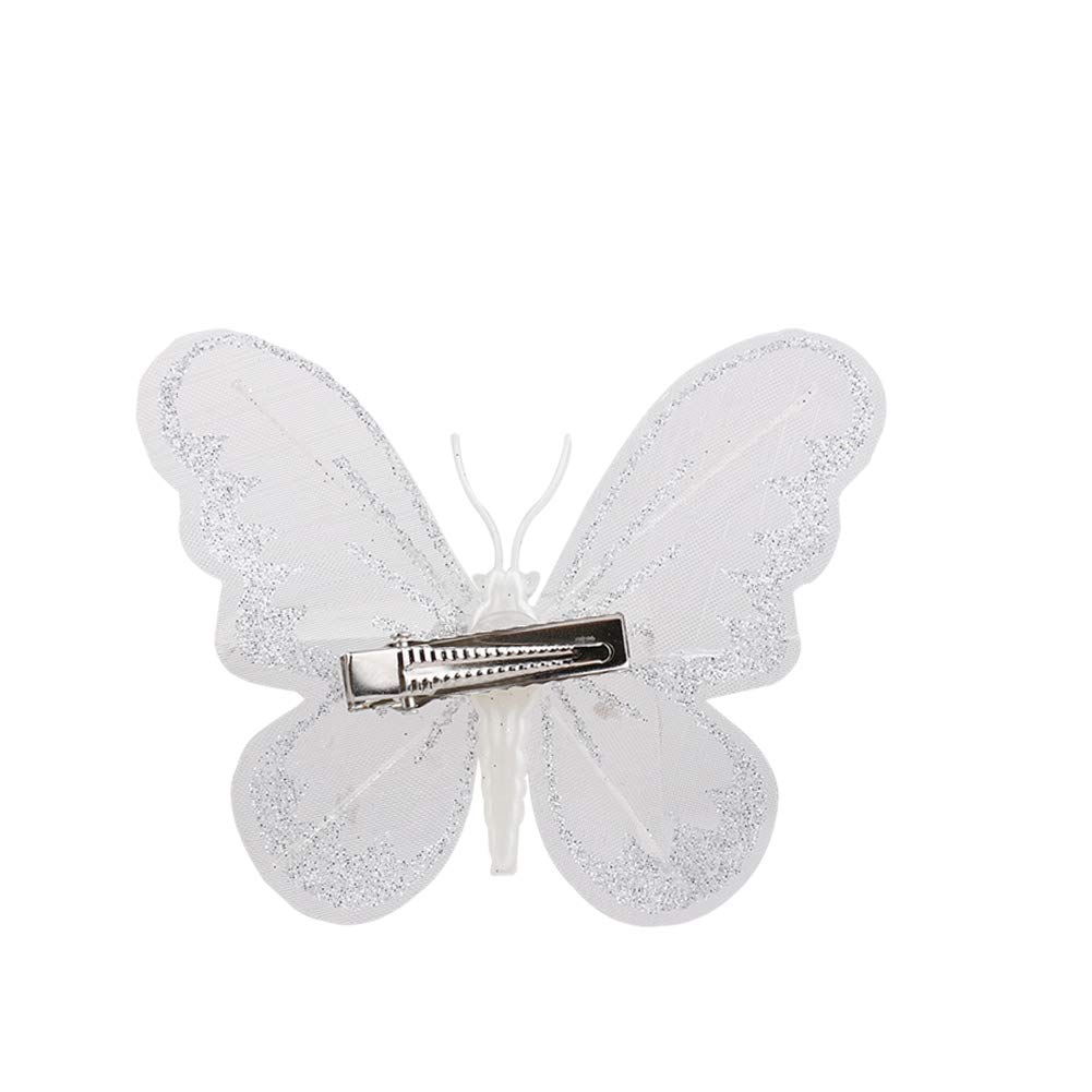 RTWAY Glitter Christmas Butterfly, 24 PCS 3D Glitter Artificial Butterfly Clip on Christmas Tree Ornaments for Wedding Holiday Party Home Decor