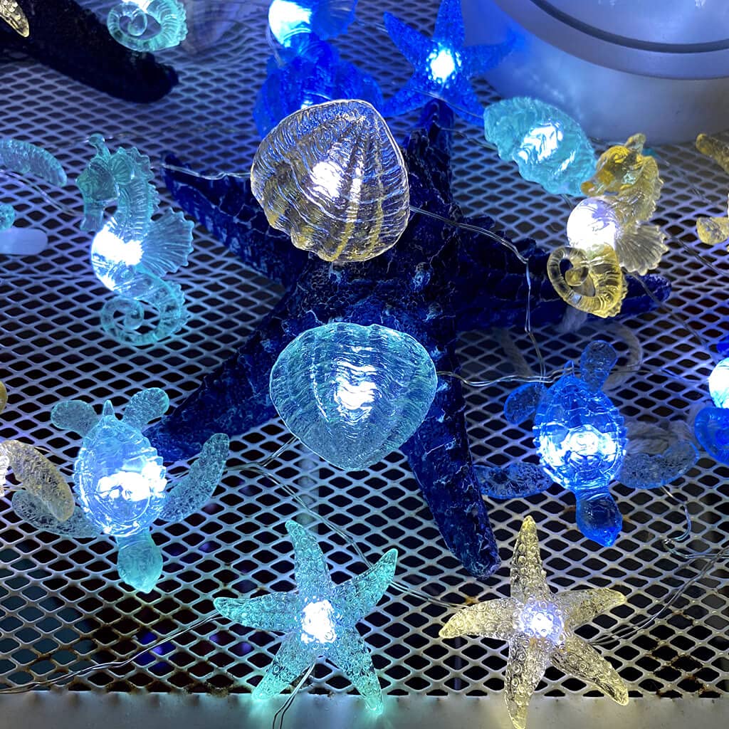 Ocean Themed String Lights Marine Life Night Lights Beach Décor Sea Turtle Seahorse Starfish Clam Decorative Lights Battery Operated USB Plug in 30LED 10ft Christmas Tree Ornaments Holiday Bedroom