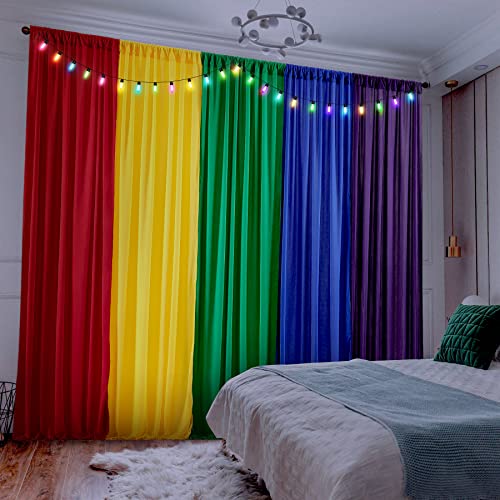 Rainbow Backdrop Curtains Rainbow Birthday Decorations for Unicorn Birthday Party Baby Shower Girl Decorations 5 Panels 2.5×7ft