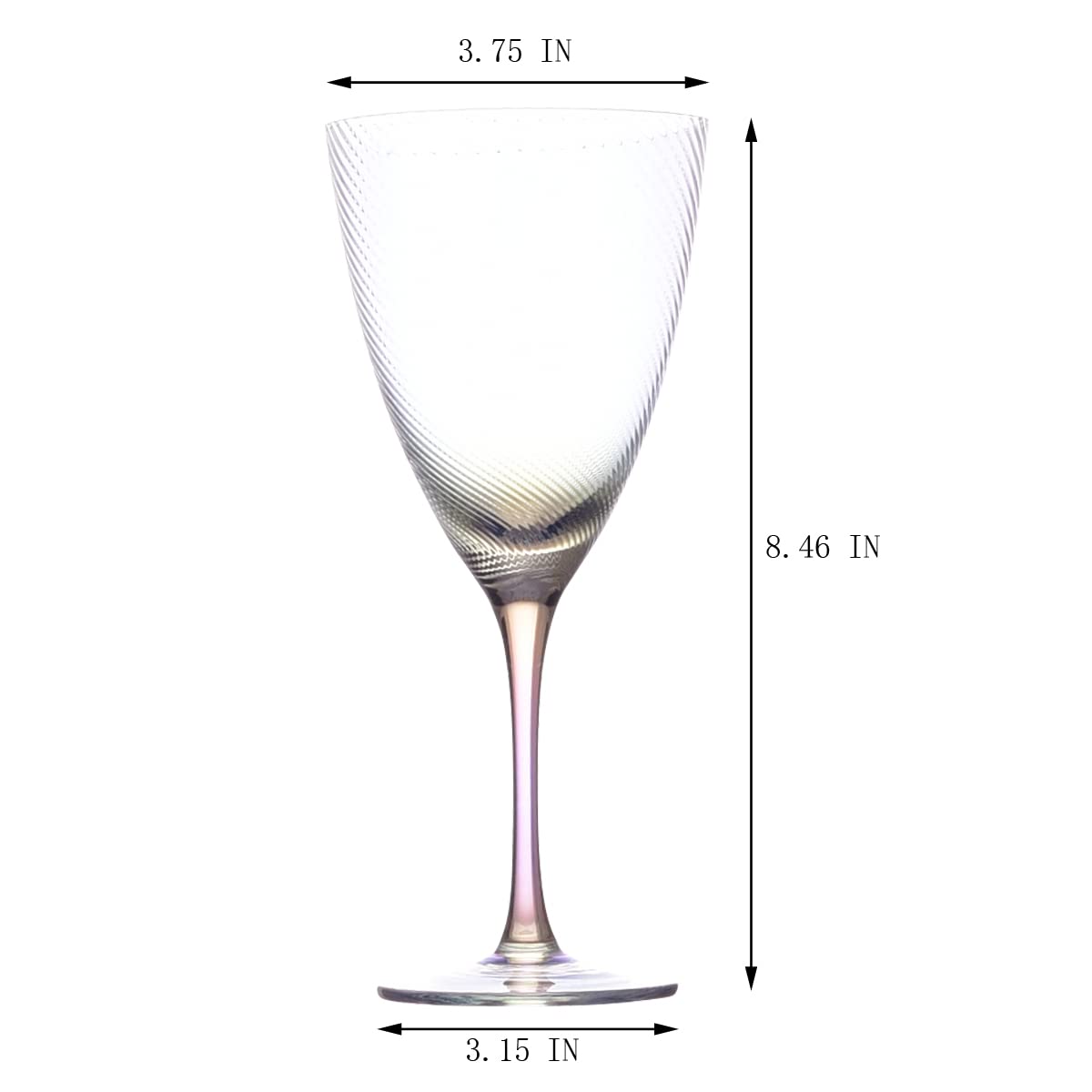 Red Wine Glasses Set of 4-Hand Blown Burgundy Glasses-15 OZ Ribbed Design Iridescent Drinkware for Valentine's Day, Anniversary, Birthday or Daily Use