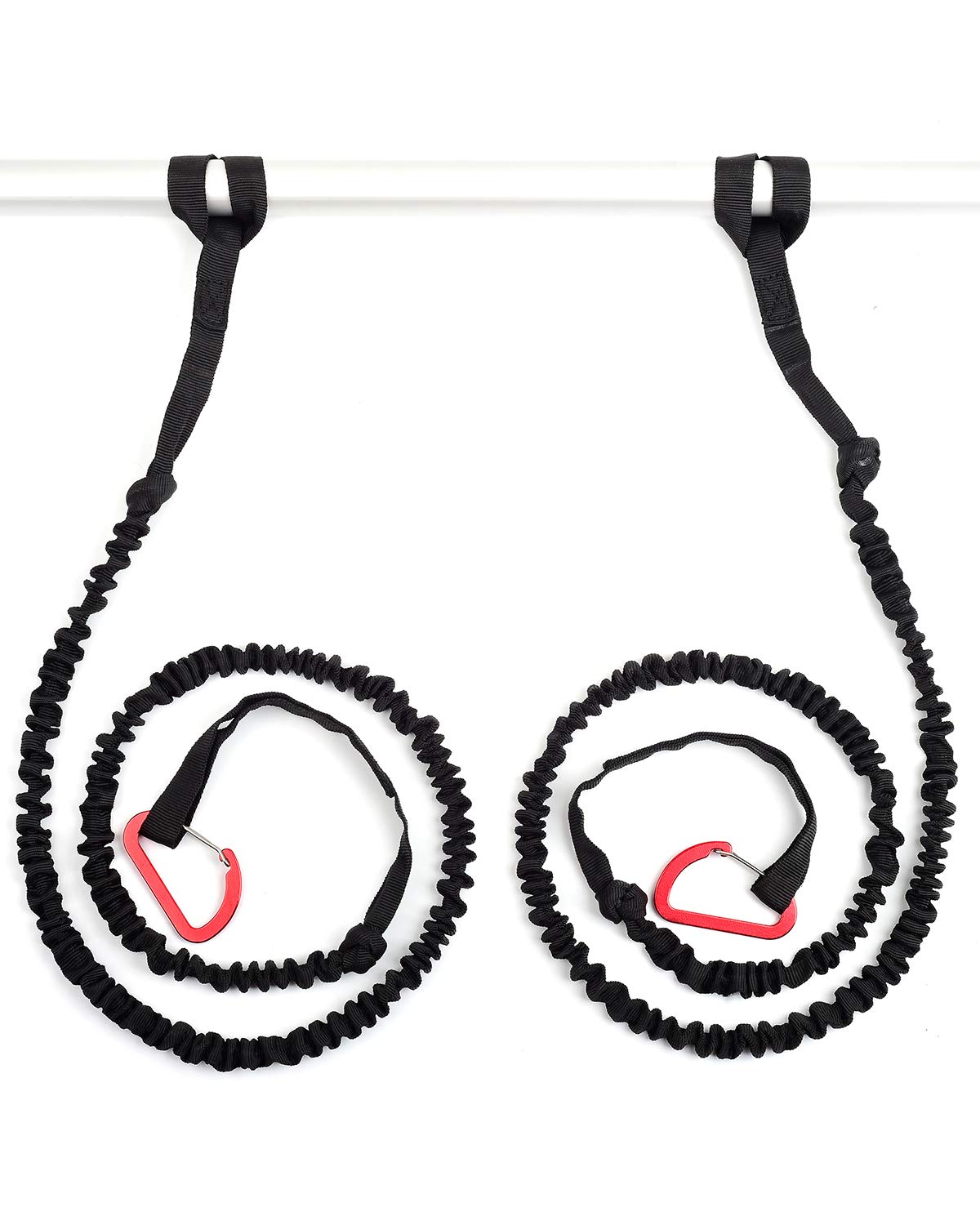 OCEANBROAD 2 PCS 5-8 Feet Stretchable Paddle Strap with Carabiner Secure Leash Lanyard Rope for SUP Kayak Canoe Paddle Fishing Pole Rod