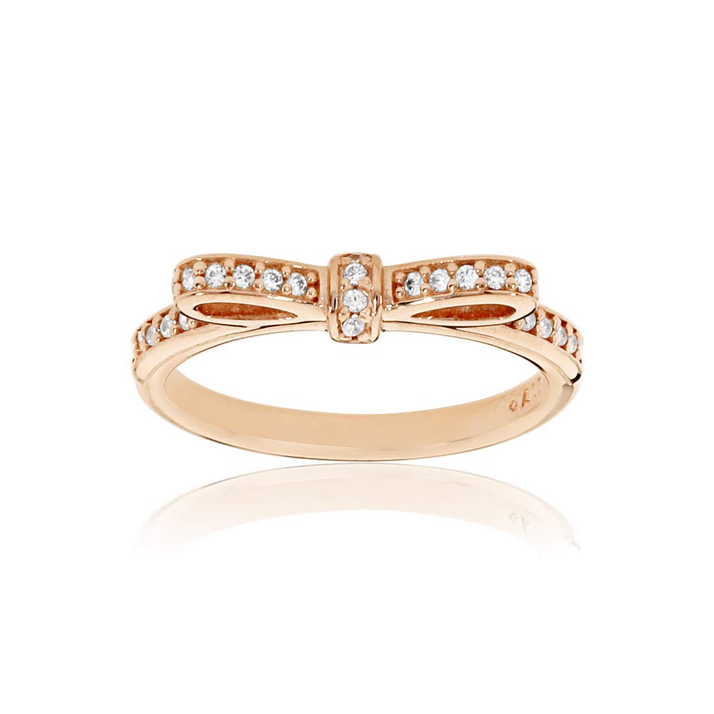Pandora Jewelry Classic Bow Cubic Zirconia Ring in Rose, Size 4.5