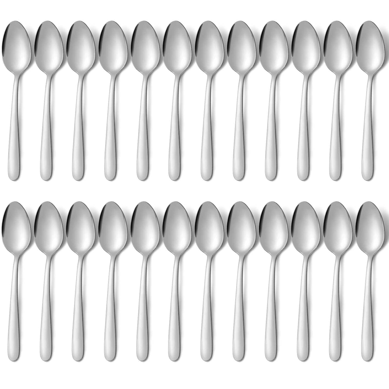 Pleafind 24 -Pcs Dinner Spoons, 7.4 inch Spoons Silverware, Stainless Steel Spoons Set, Silver Spoons, Silverware Spoons Use for Home, Kitchen, Restaurant,Dishwasher Safe, Mirror Polished