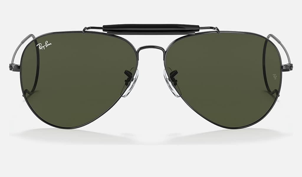Ray-Ban RB3030 Outdoorsman L9500 58MM Black/G-15 Green Crystal Pilot Sunglasses for Men for Women + Bundle With Designer iWear Eyewear Kit
