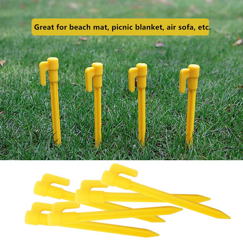 Plastic Tent Stakes 12 Pack 5.9 Inch Durable and Strong Plastic Peg for Beach Mat, Picnic Blanket, Outdoor Air Sofa