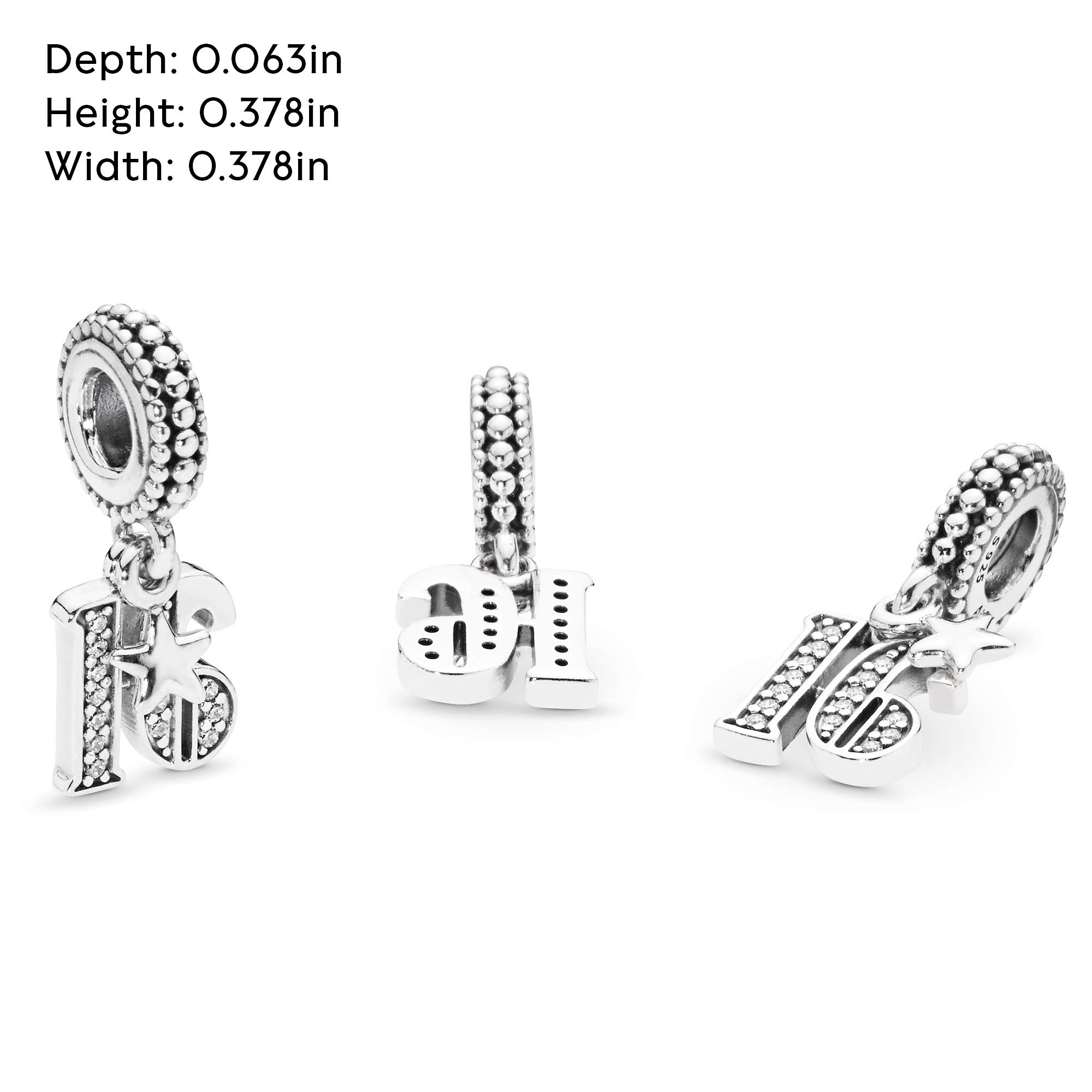 Pandora Jewelry 16 Years of Love Cubic Zirconia Charm in Sterling Silver, No Box
