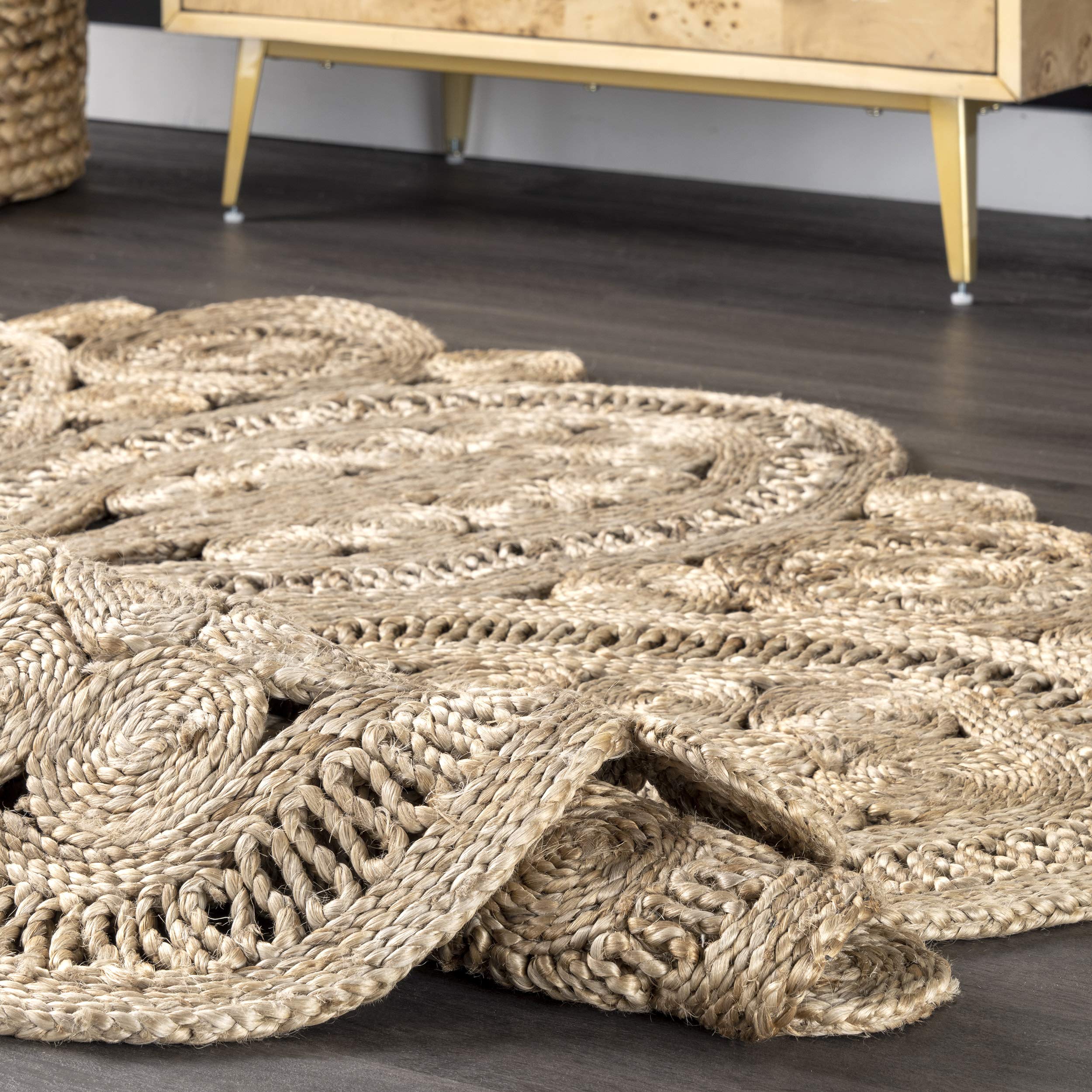 nuLOOM Bree Floral Braided Jute Area Rug, 6' Round, Natural