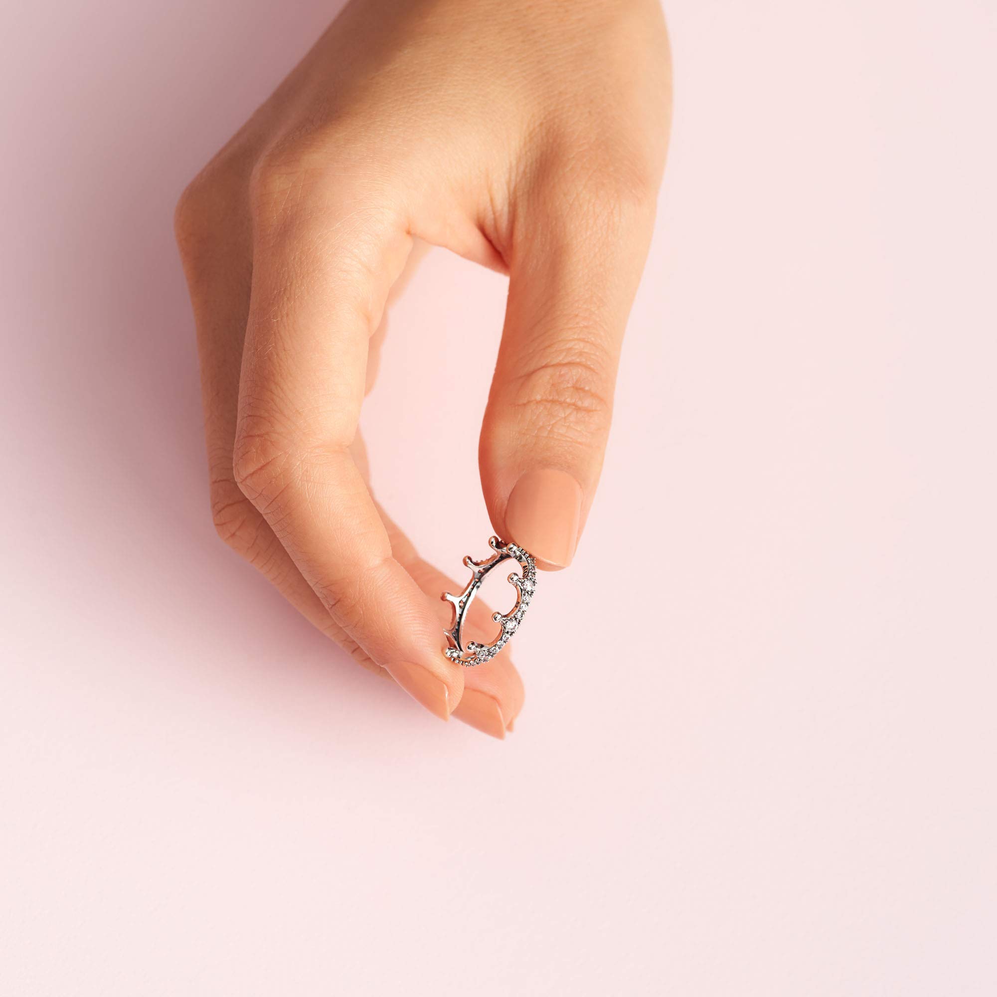 Pandora Jewelry Clear Sparkling Crown Cubic Zirconia Ring in Sterling Silver, Size 10, No Box