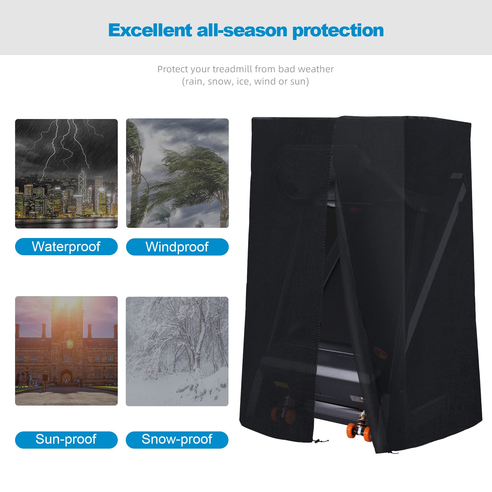 Treadmill Cover - Waterproof Outdoor Non-Folding Treadmill Covers Upgraded Dustproof Protective Cover for Indoor Gym Running Machine
