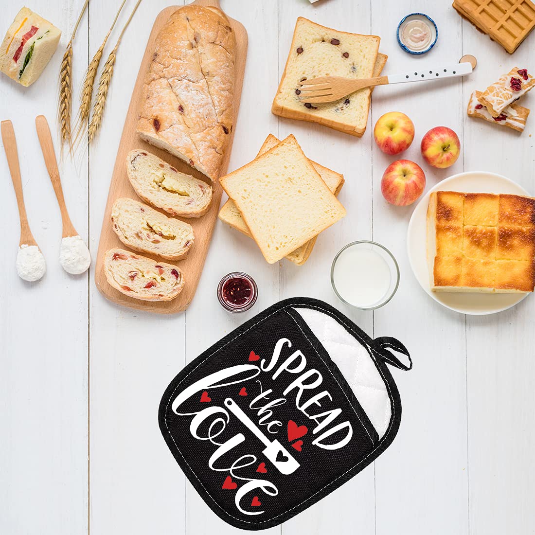 Spread The Love Hot Pot Holder Fun Pot Holder Oven Mitt Kitchen Gifts House Warming Gift (Spread The Love Black)