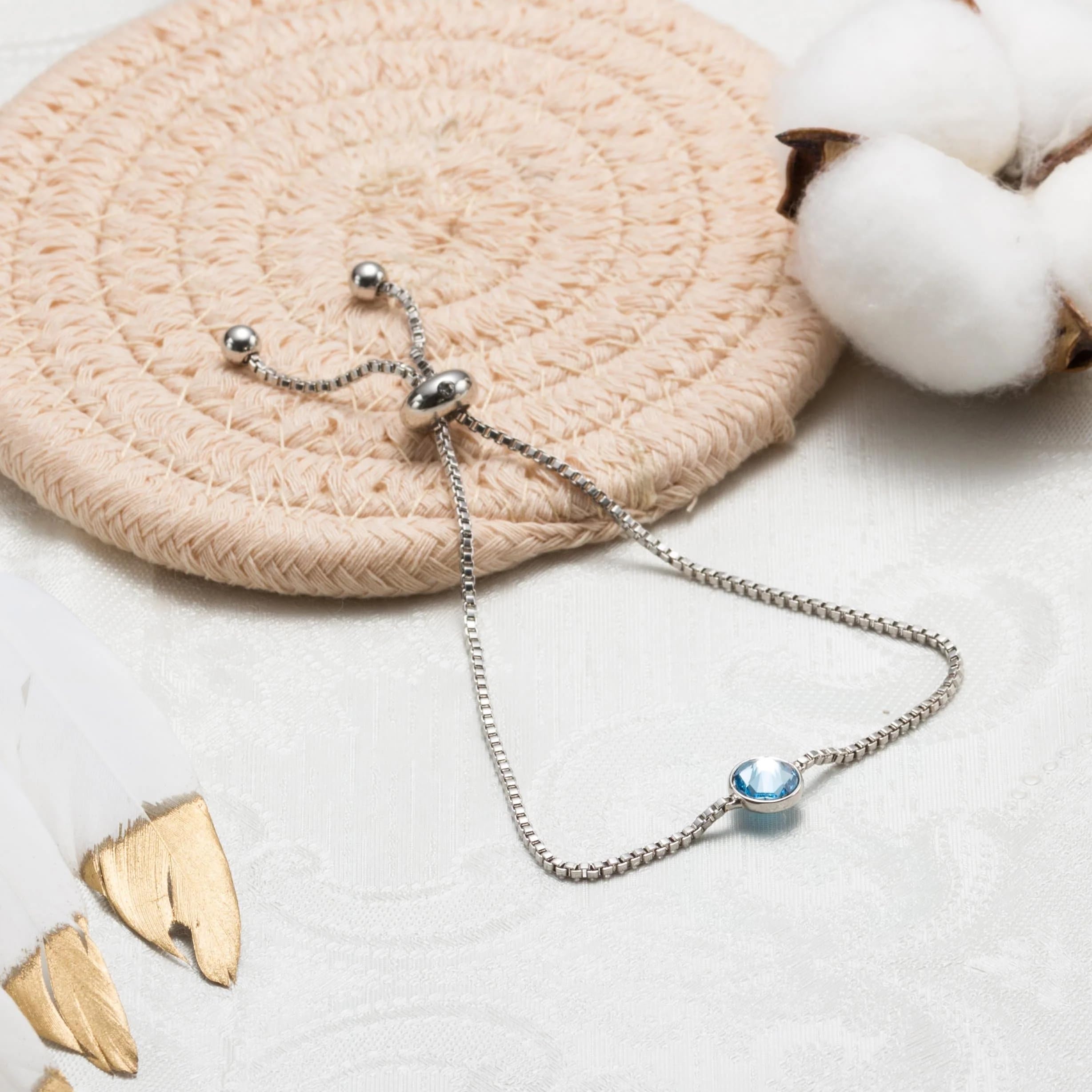 Philip Jones March (Aquamarine) Birthstone Bracelet Created with Zircondia® Crystals