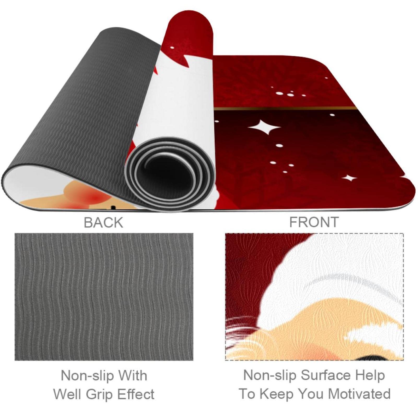 Yoga Mat, Yoga Mats for Home Workout, Workout Mat, Exercise Mats, Pilates Mat, Santa Claus Merry Christmas