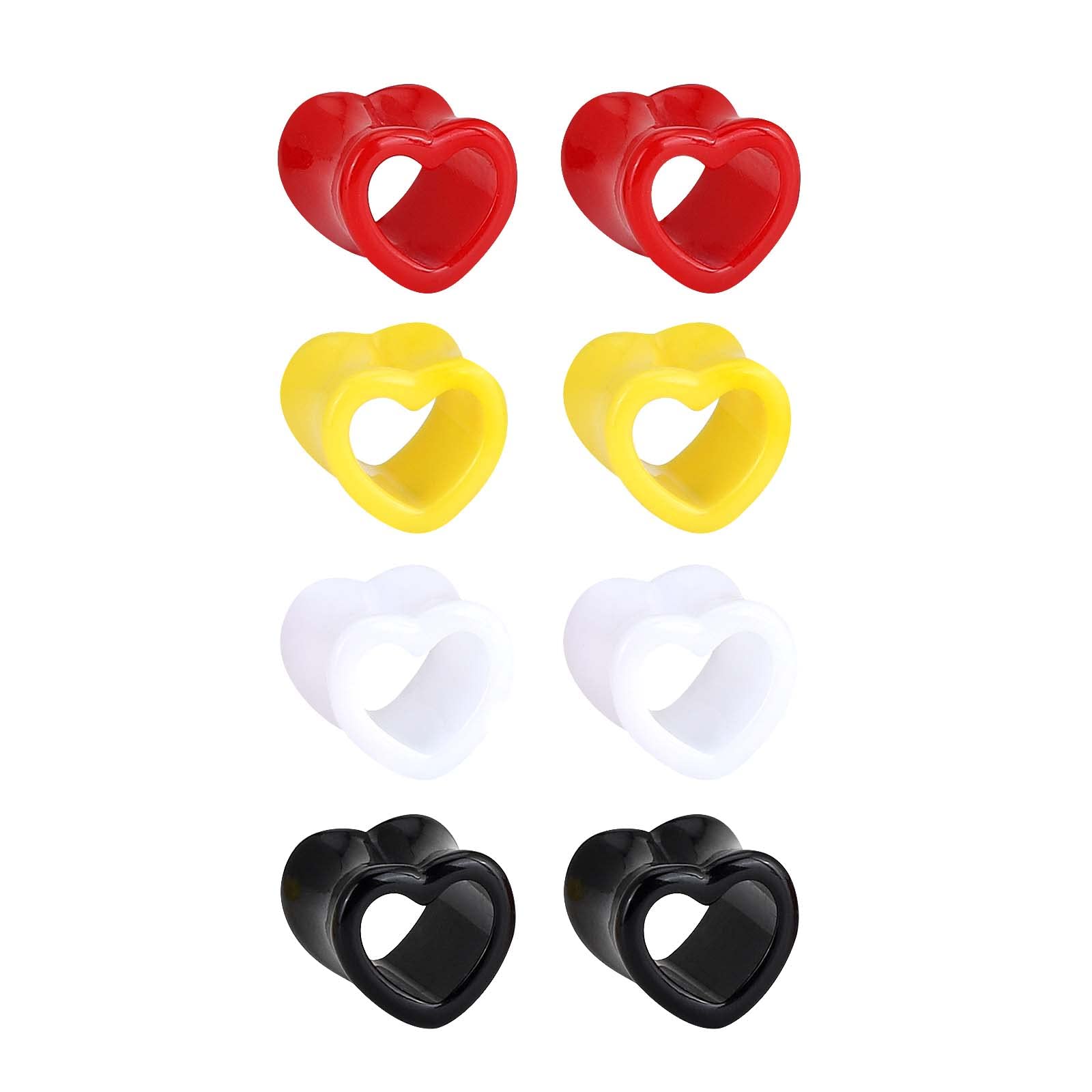 Stuppendux 4Pairs Acrylic Heart Shape Gauges For Ears Ear Tunnels Plugs Flesh Stretchers Expander 00g 10MM