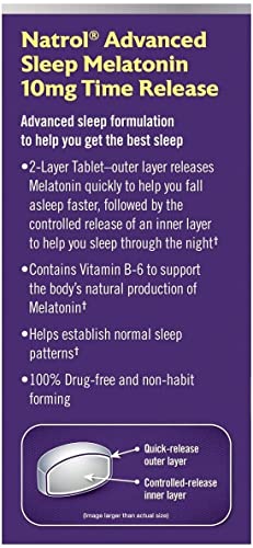Natrol, Advanced Sleep Maximum Strength 10 mg Tablets, Melatonin, 60 Count