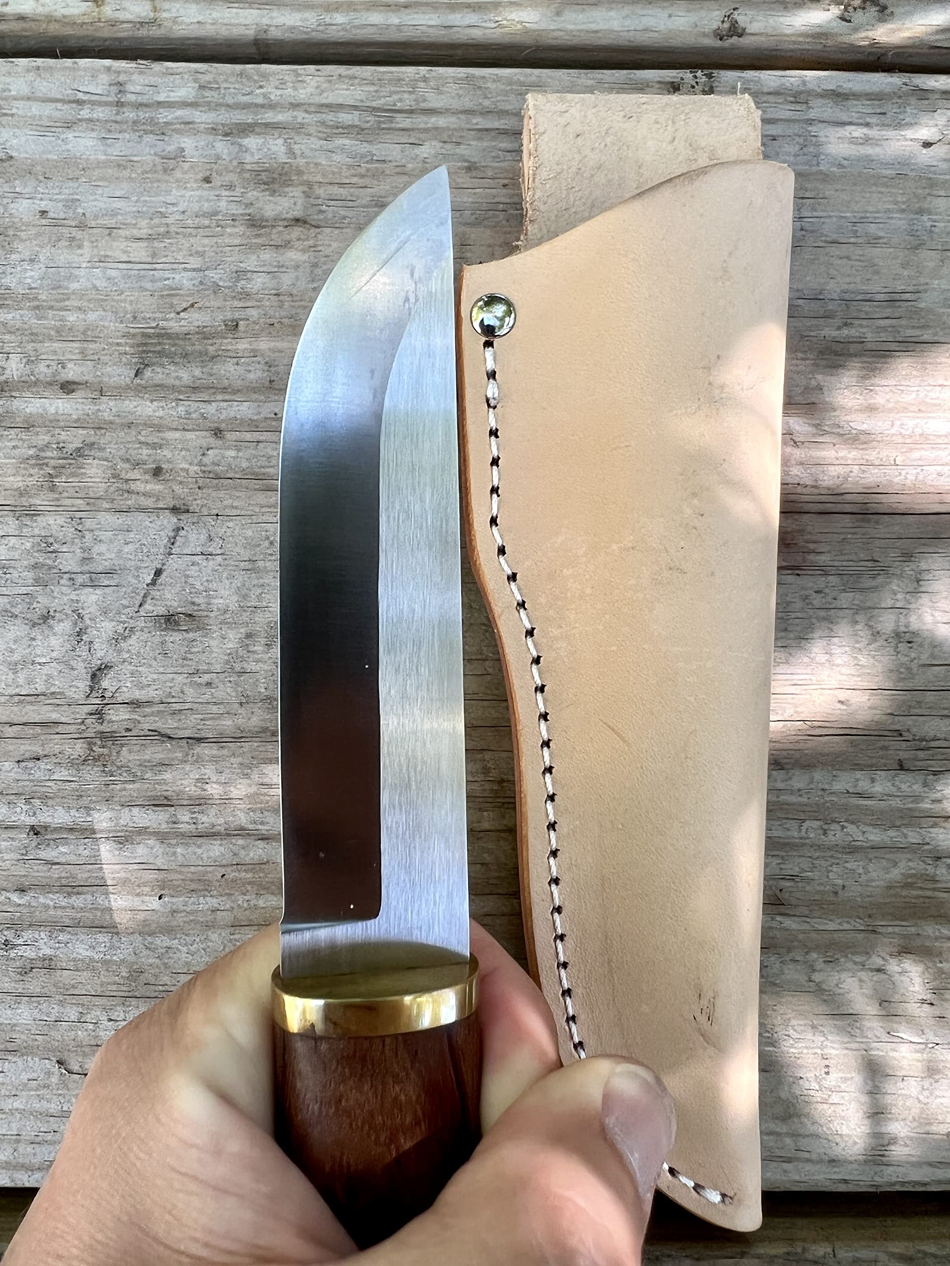 Skogsman Scandi Grind Fishing Hunting Camping Hiking Knife D2 Still Blade Rosewood Brass Bolster (Super Sharp)