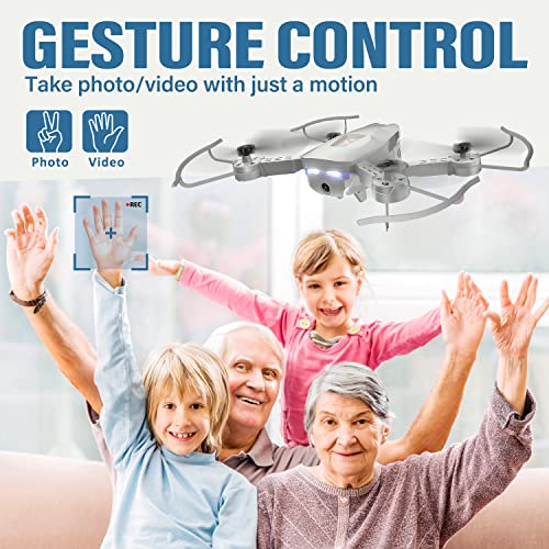 Mini Drones for Kids with Camera 1080P HD, Foldable WiFi Drone for Beginners Adults, Easy Control with One Key Operation, Trajectory Flight / Voice / Gesture / Gravity Control, 360° Flip, Headless Mode, Speed Adjustment, Boys Girls Gift with 2 Batteries M