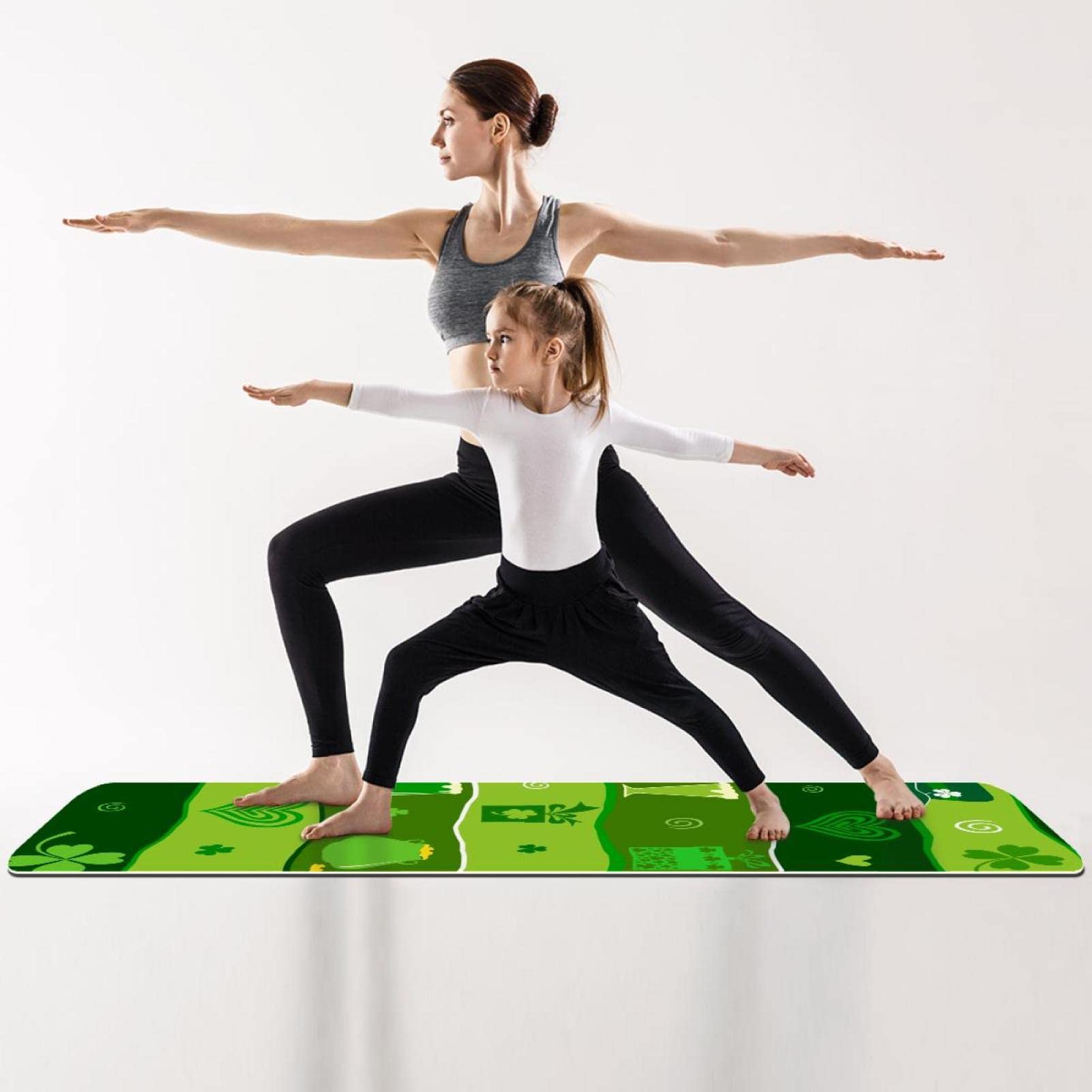 Yoga Mat, Yoga Mats for Home Workout, Workout Mat, Exercise Mats, Pilates Mat, Happy St-Patrick's Day Green Striped pattern