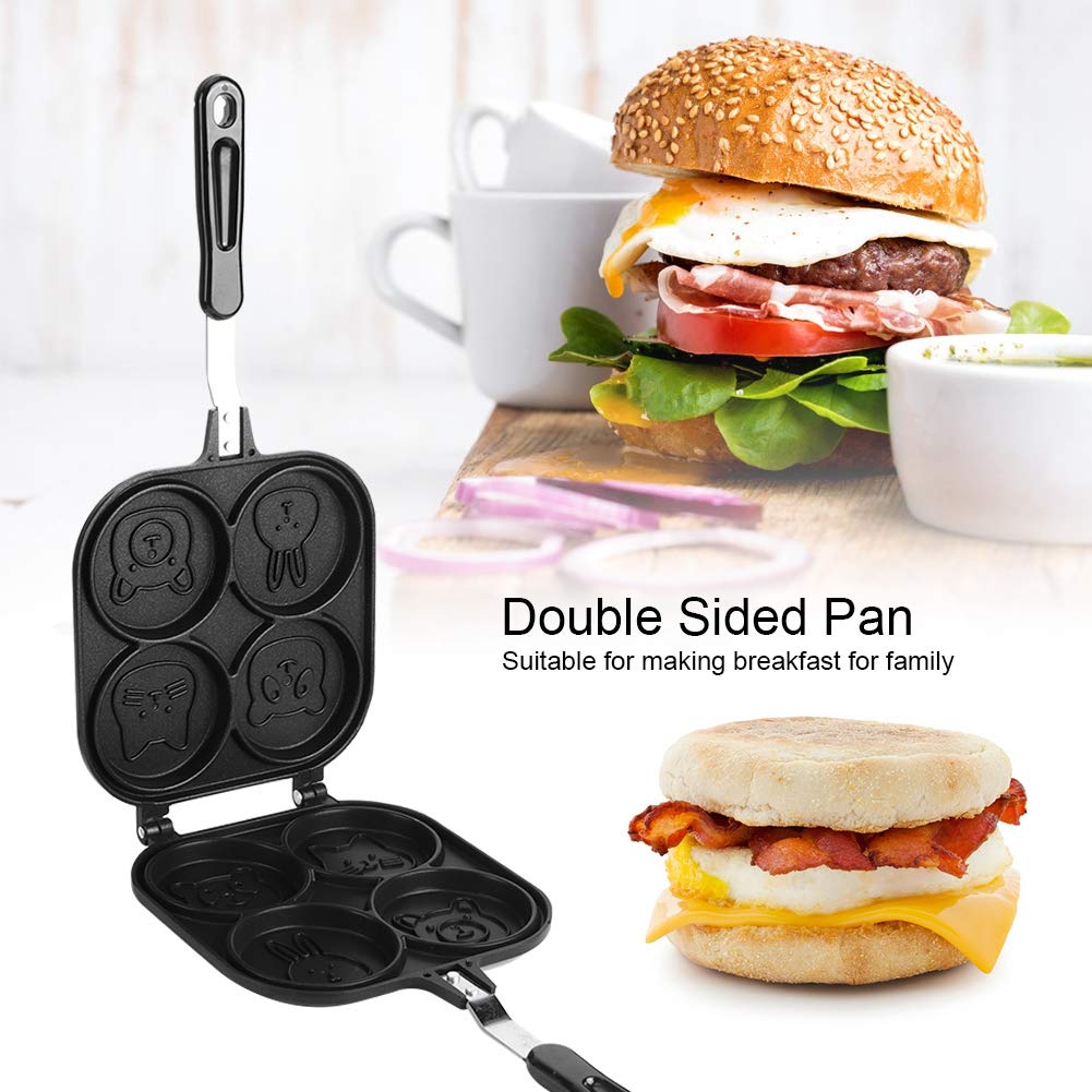 Worii Egg Frying Pan, DoubleSided Lovely Cartoon Animal Pattern Breakfast Omelette Burger Steak NonStick Frying Pan Kitchen Cooking Tool