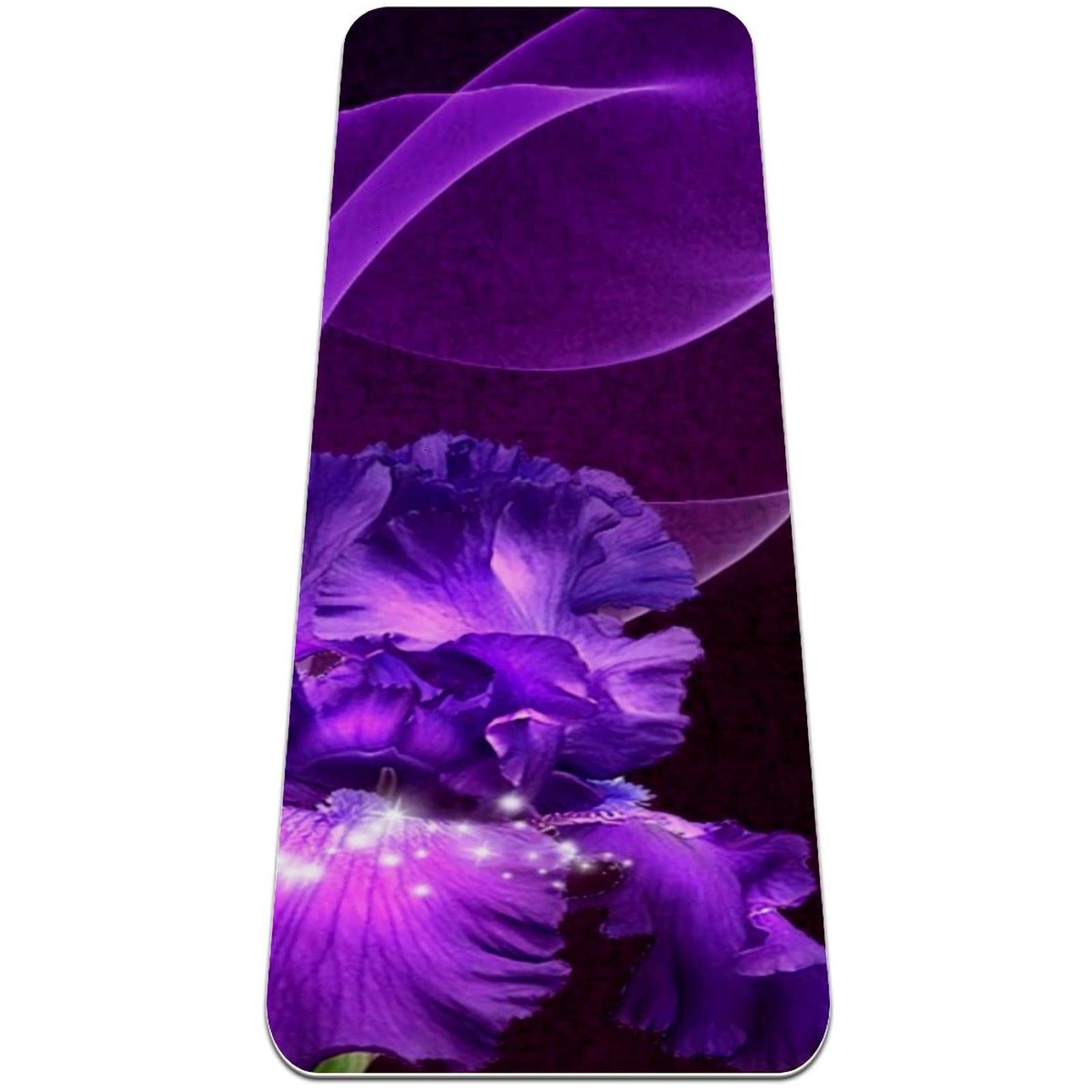 Yoga Mat, Yoga Mats for Home Workout, Workout Mat, Exercise Mats, Pilates Mat, purple flower leaves flowers pattern