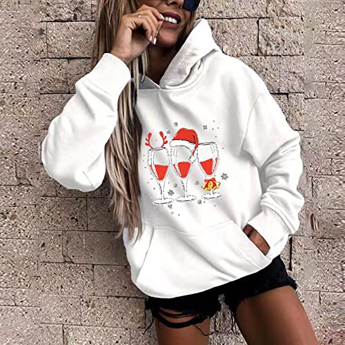 Womens Spring and Autumn Long Sleeve Sweatshirt Pullover Christmas Print Fashion Hoodies Loose Casual Tops