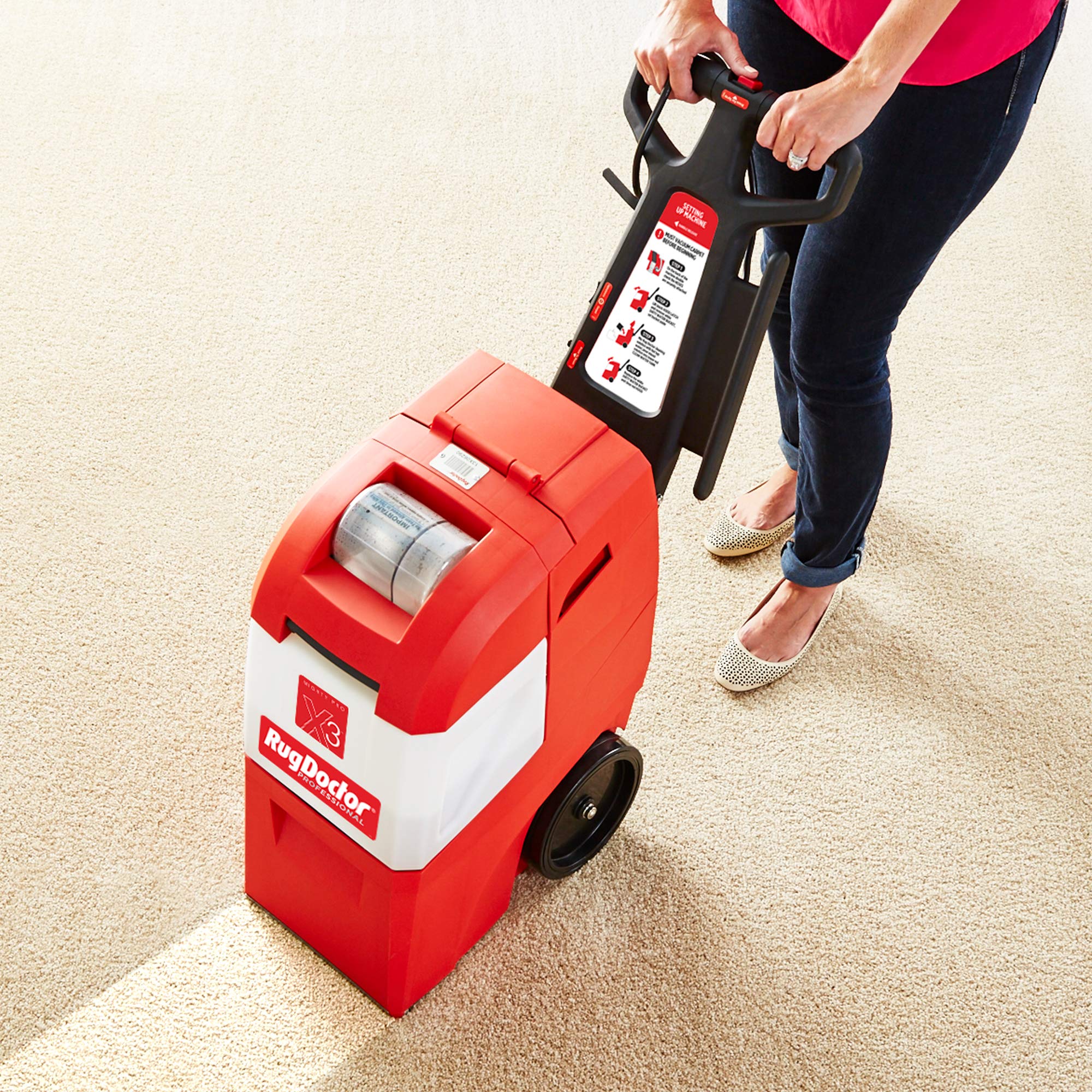 Rug Doctor X3 Commercial Carpet Cleaner – Large Red Oxy Pro Pack, Exclusive Vibrating Brush Spray Scrub and Extract Embedded Dirt and Grime, 48 oz. Oxy Cleaning Solution