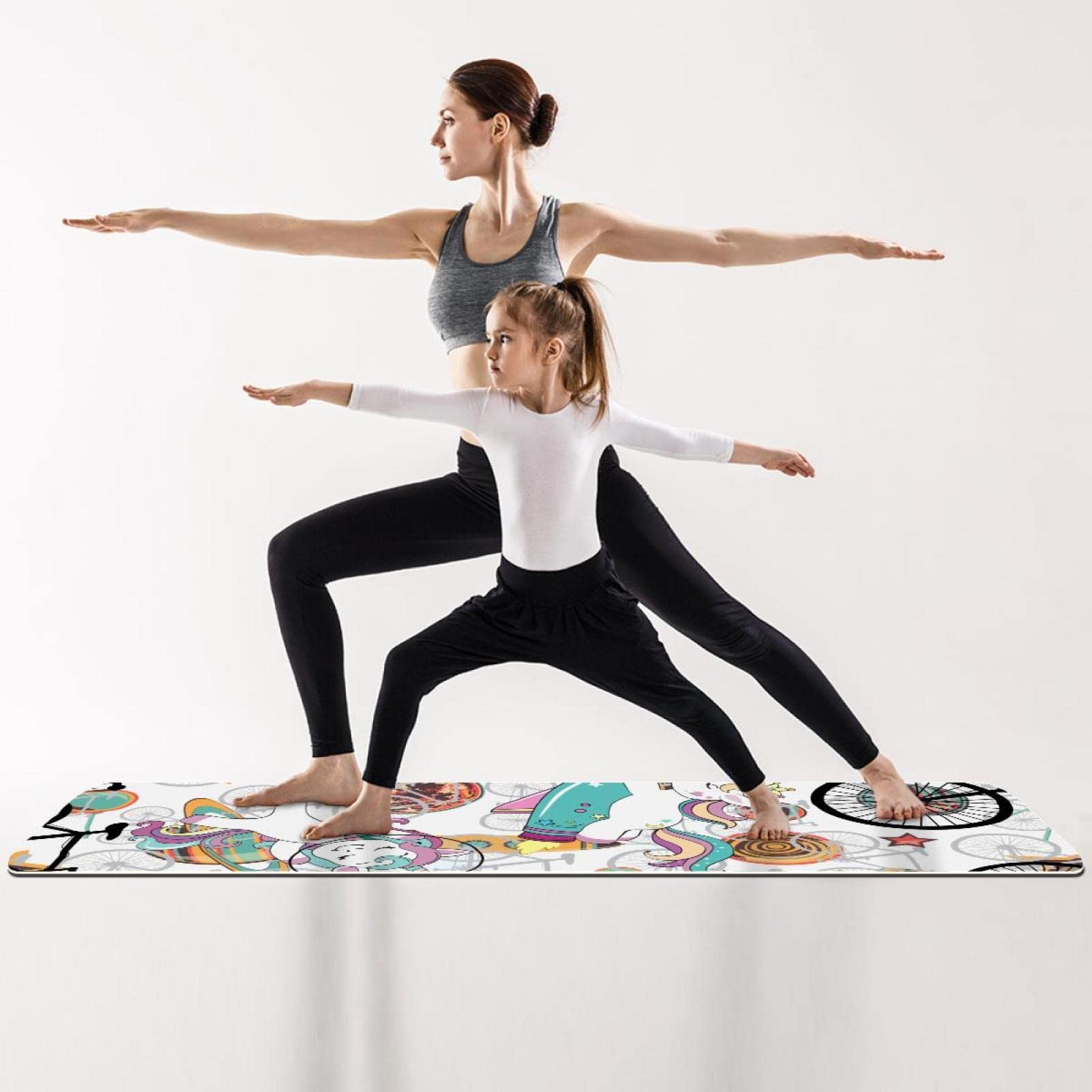 Yoga Mat, Yoga Mats for Home Workout, Workout Mat, Exercise Mats, Pilates Mat, Space Theme Bike Unicorn