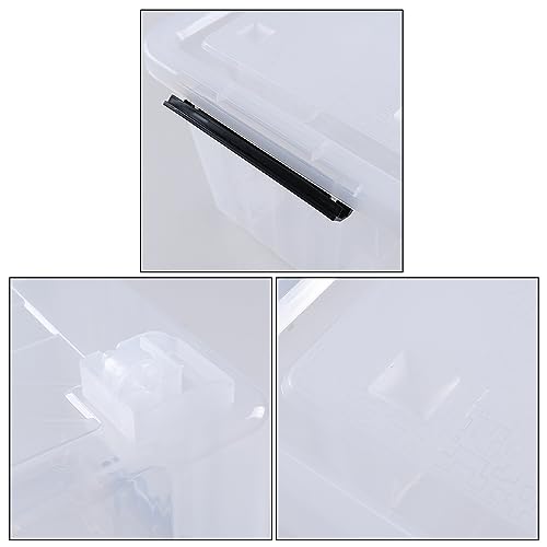 Sadstory 30 Quart Plastic Latch Storage Bin with Lid, Clear Latching Tote with Wheels, 4 Packs