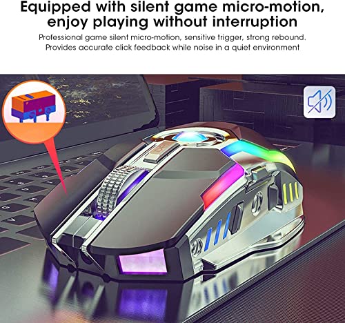 Wireless Mouse, USB Gaming Mouse, Surfing Gamer Mice, Silent Mouse, with Marquee, Rechargeable, Support Micro USB, for Computer, PC, Laptop, Notebook